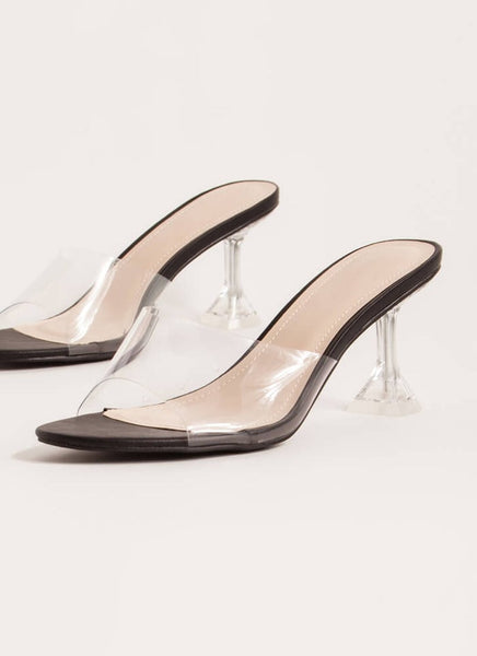 Photo Icon Clear Mule Heels | Black | Sole Valley