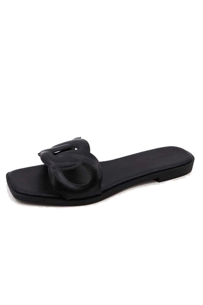 Darlene Push In Sandals | Black | Sole Valley
