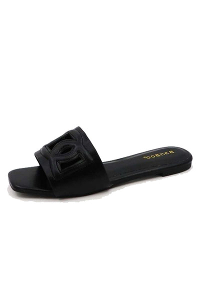 Tricia Push In Sandals | Black | Sole Valley